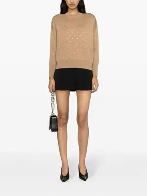 Rabanne Crystal-embellished Wool Jumper - Brown