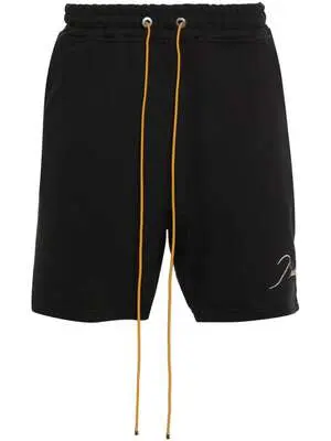 Rhude Logo-embroidered Piqué Shorts - Black