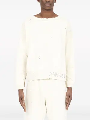 MAISON MARGIELA Cotton Crewneck Sweatshirt With Paint Splatter Detail
