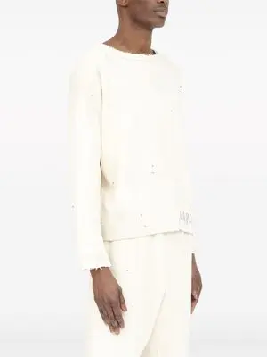 MAISON MARGIELA Cotton Crewneck Sweatshirt With Paint Splatter Detail