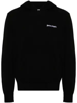 Palm Angels Logo-embroidered Knitted Hoodie