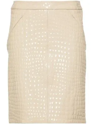 TOM FORD Patent Crocodile-embossed Mini Skirt - Neutrals