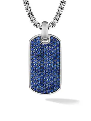 David Yurman Chevron Tag In Sterling Silver Sapphire