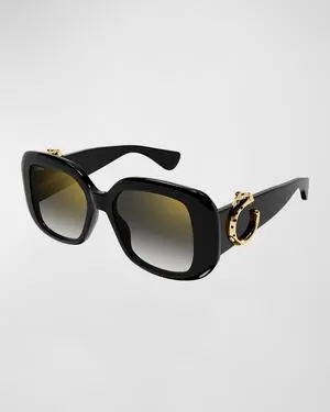 CARTIER Panther Acetate Square Sunglasses - Black