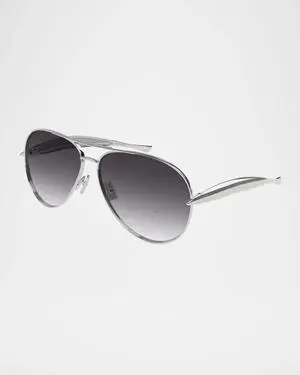 Bottega Veneta Metal Aviator Sunglasses - Silver