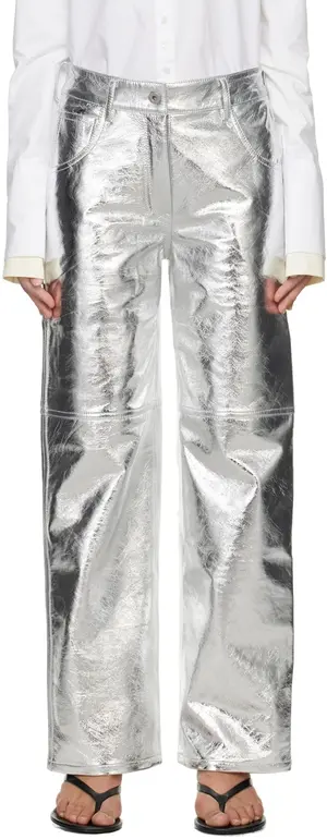INTERIOR Interior 'The Sterling' Leather Pants - Aluminum