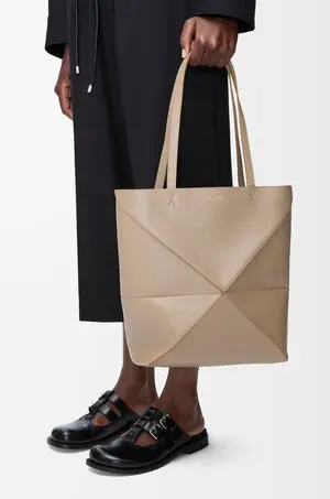 Loewe Luxury Puzzle Fold Tote Bag - Sand