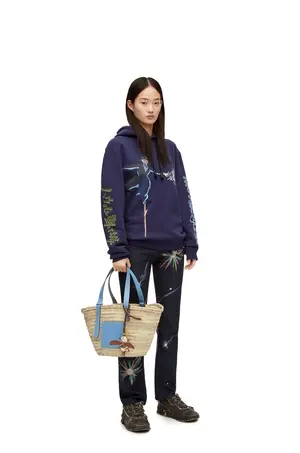 Loewe Basket Bag In Palm Leaf And Leather Skin