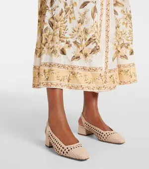 SOULIERS MARTINEZ Nova Tarragona Leather Slingback Pumps - Beige