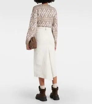 Brunello Cucinelli Cotton And Linen Midi Skirt