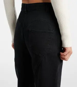 AREA Crystal-embellished Straight Jeans - Black