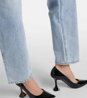 AREA Crystal-embellished Straight Jeans - Blue