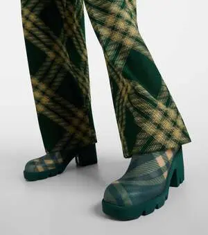 Burberry Check Ankle Boots - Green
