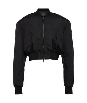 Wardrobe.NYC Cropped Bomber Jacket - Black