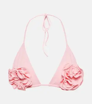 Magda Butrym Floral-appliqué Triangle Bikini Top - Pink