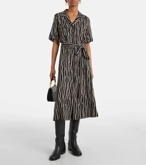 Chloé Printed Silk Sablé Shirt Dress