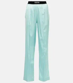 TOM FORD Tom Ford Silk-blend Satin Pajama Pants Purple