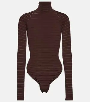 Alaïa Striped Turtleneck Bodysuit