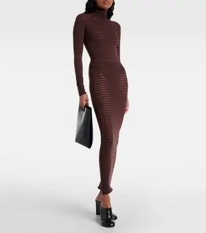 Alaïa Striped Turtleneck Bodysuit