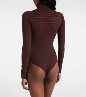 Alaïa Striped Turtleneck Bodysuit
