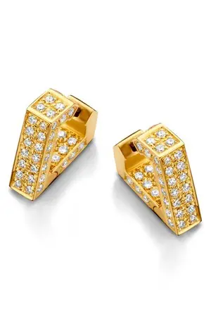 DRIES CRIEL Mini Brute Diamanti Diamond Huggie Hoop Earrings - Yellow Gold
