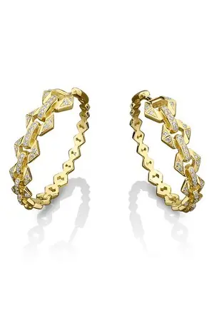 DRIES CRIEL Flowe Pavé Diamond Hoop Earrings - Yellow Gold