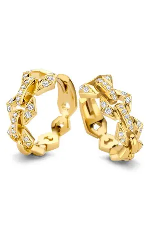 DRIES CRIEL Flowe Pavé Diamond Hoop Earrings - Yellow Gold