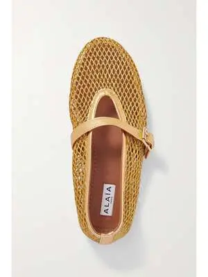 Alaïa Leather-trimmed Metallic Mesh Ballet Flats