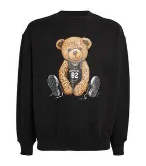 DOMREBEL Basketball Bear Cotton Sweatshirt - Black