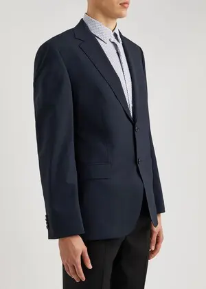 BOSS Stretch-wool Blazer - Navy