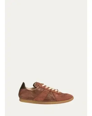 MAISON MARGIELA Replica Mixed Leather Low-top Sneakers - Brown