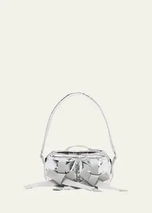 Simone Rocha Classic Bow Metallic Crossbody Bag - Silver