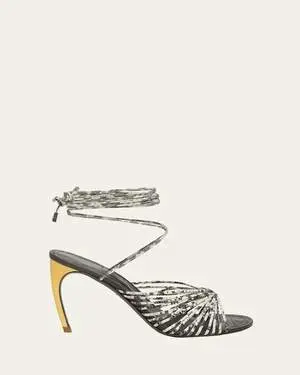 FERRAGAMO Atena Caged Ankle-Wrap Sandals - Testa Di M