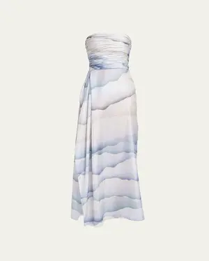 Giorgio Armani Printed Ruched Silk Dress - Lt Purple