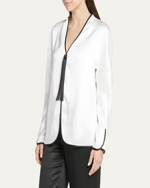 Giorgio Armani Tasseled Silk Blouse