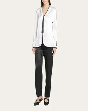 Giorgio Armani Tasseled Silk Blouse