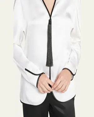 Giorgio Armani Tasseled Silk Blouse