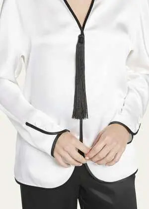 Giorgio Armani Tasseled Silk Blouse