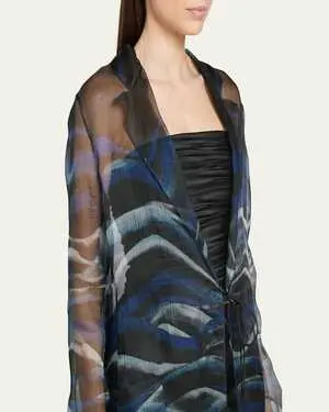 Giorgio Armani Night Water Print Silk Blouse Jacket
