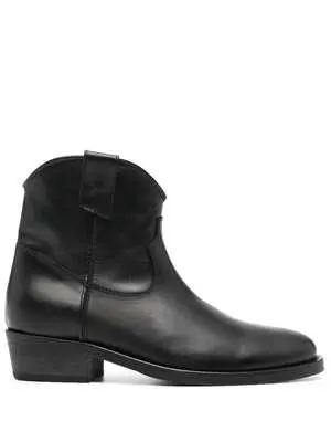 VIA ROMA 15 Leather Cowboy Ankle Boots - Black
