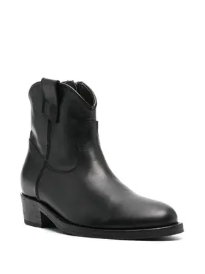 VIA ROMA 15 Leather Cowboy Ankle Boots - Black