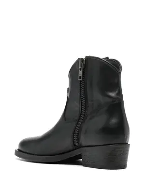 VIA ROMA 15 Leather Cowboy Ankle Boots - Black