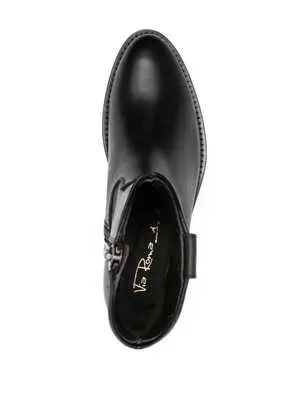 VIA ROMA 15 Leather Cowboy Ankle Boots - Black