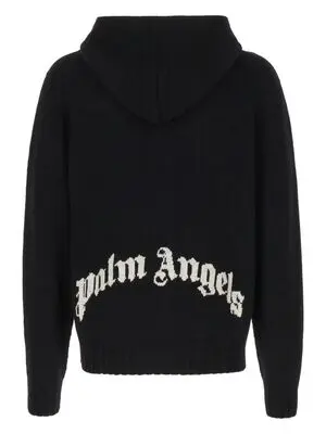 Palm Angels Logo-intarsia Zip Hoodie