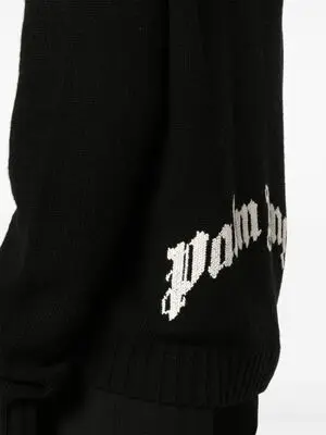 Palm Angels Logo-intarsia Zip Hoodie