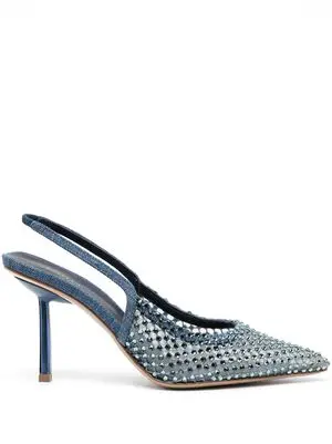 LE SILLA Gilda 80mm Crystal-embellished Denim Pumps - Blue