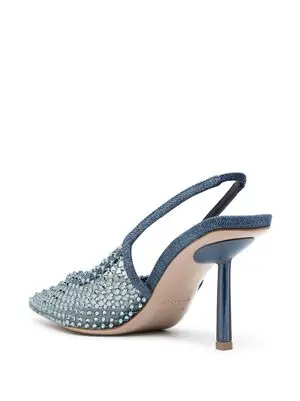 LE SILLA Gilda 80mm Crystal-embellished Denim Pumps - Blue