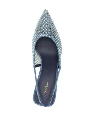 LE SILLA Gilda 80mm Crystal-embellished Denim Pumps - Blue