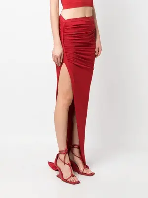 Rick Owens Edfu Gathered Maxi Skirt - Red