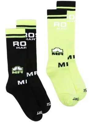 Martine Rose Logo-embroidered Cotton Socks - Black